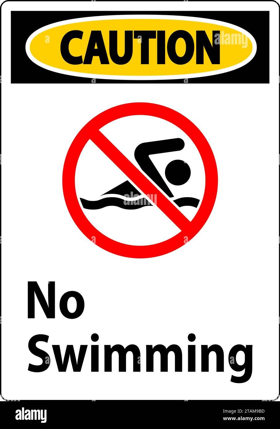 Caution Sign No Swimming Stock Vector Image & Art - Alamy
