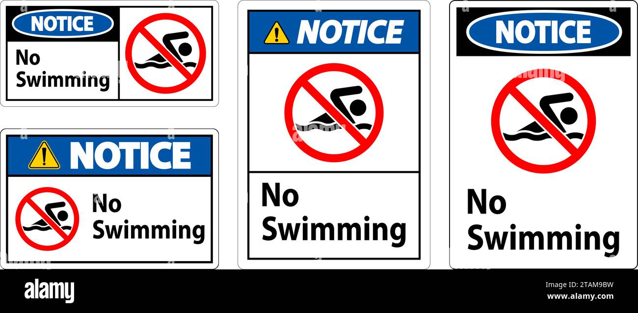 Notice Sign No Swimming Stock Vector Image & Art - Alamy