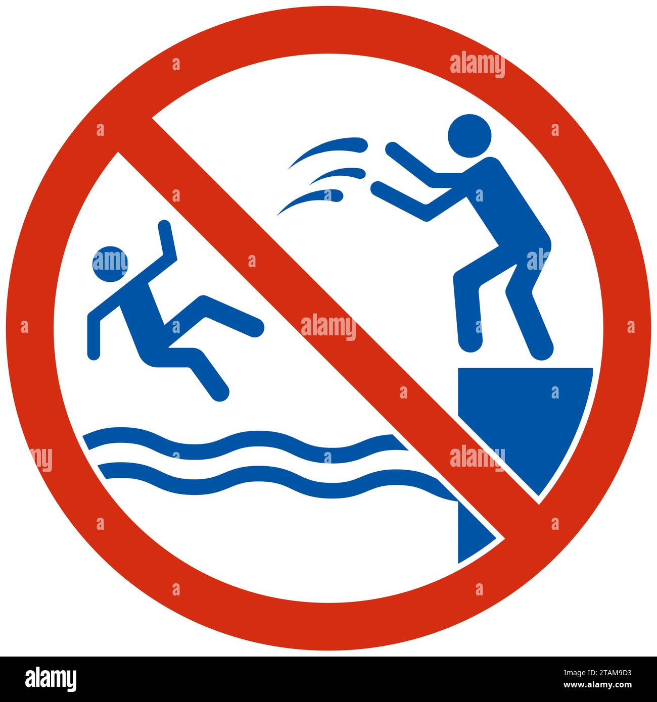 Water Safety Sign Attention, No Pushing Into Water Stock Vector Image ...