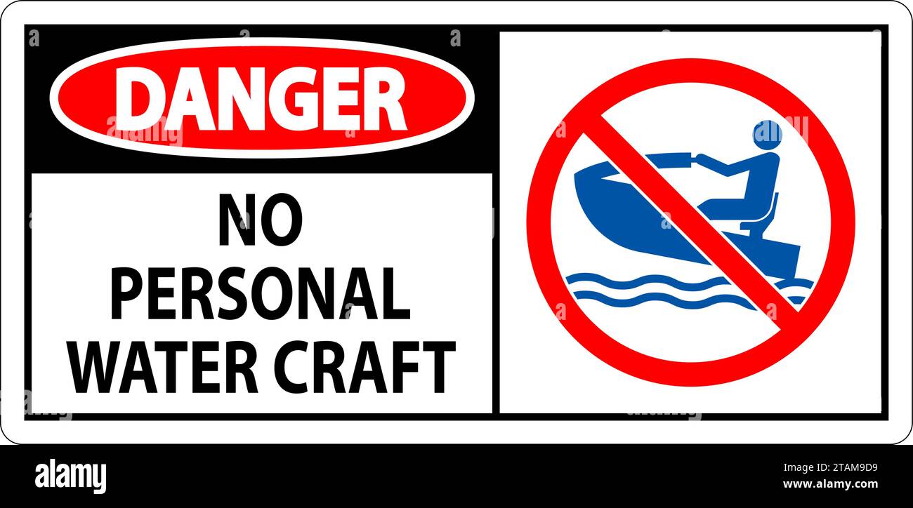 Water Safety Sign Attention, No Personal Water Craft Stock Vector Image ...