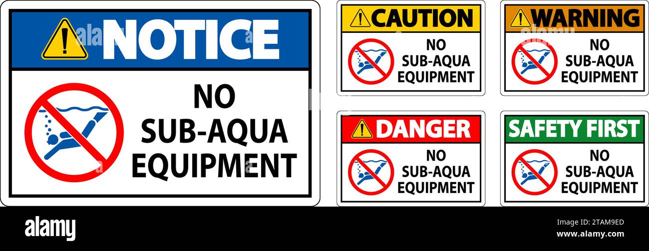 Water Safety Sign Attention, No Sub-Aqua Equipment Stock Vector Image ...