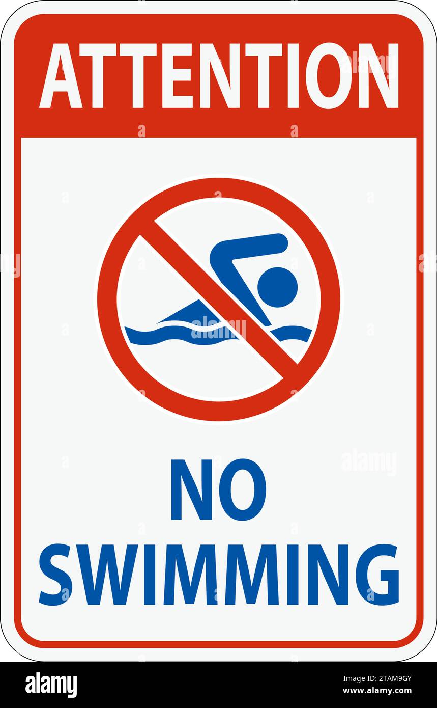 Attention No Swimming Sign Stock Vector Image & Art - Alamy