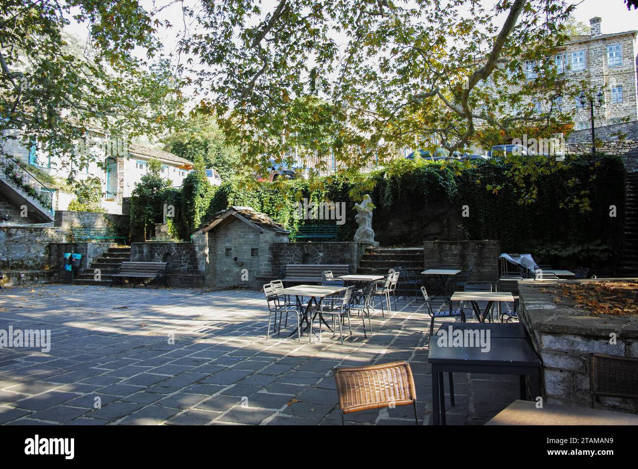 TSEPELOVO, EPIRUS, GREECE - AUGUST 27, 2023: Panorama of Village of ...