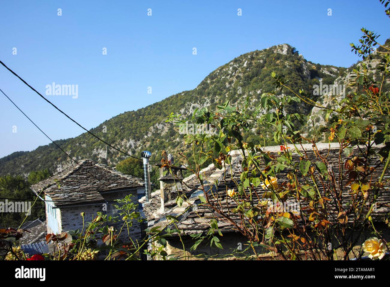 TSEPELOVO, EPIRUS, GREECE - AUGUST 27, 2023: Panorama of Village of ...