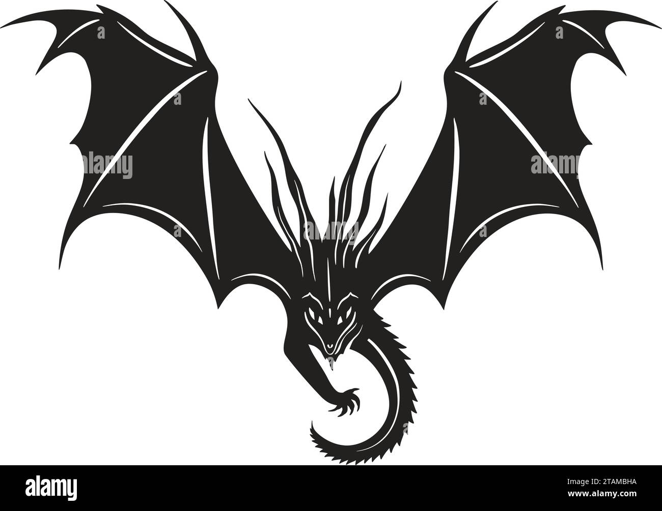 Flying ragon vector black silhouette art. Chinese New Year symbol ...