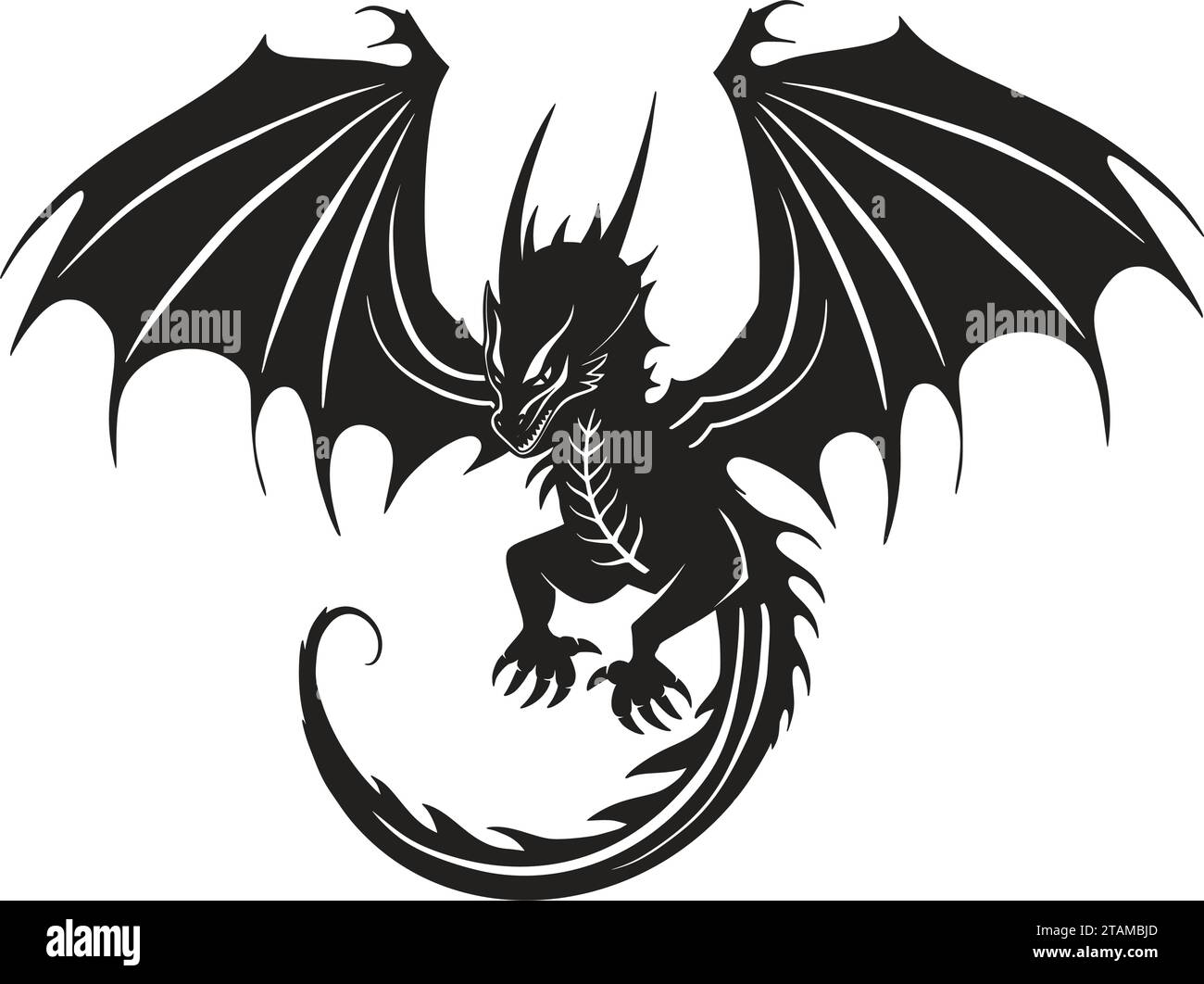 Flying ragon vector black silhouette art. Chinese New Year symbol ...