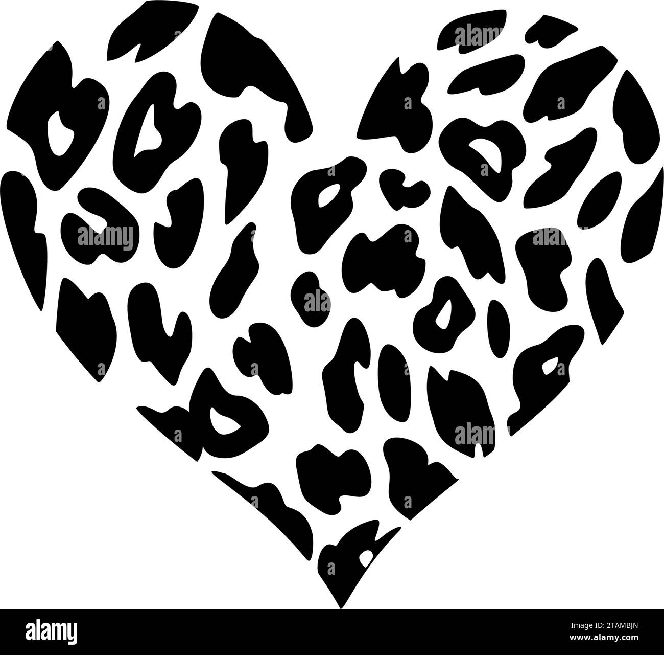 Wild leopard printed heart clipart vector Valentine Day love shape ...