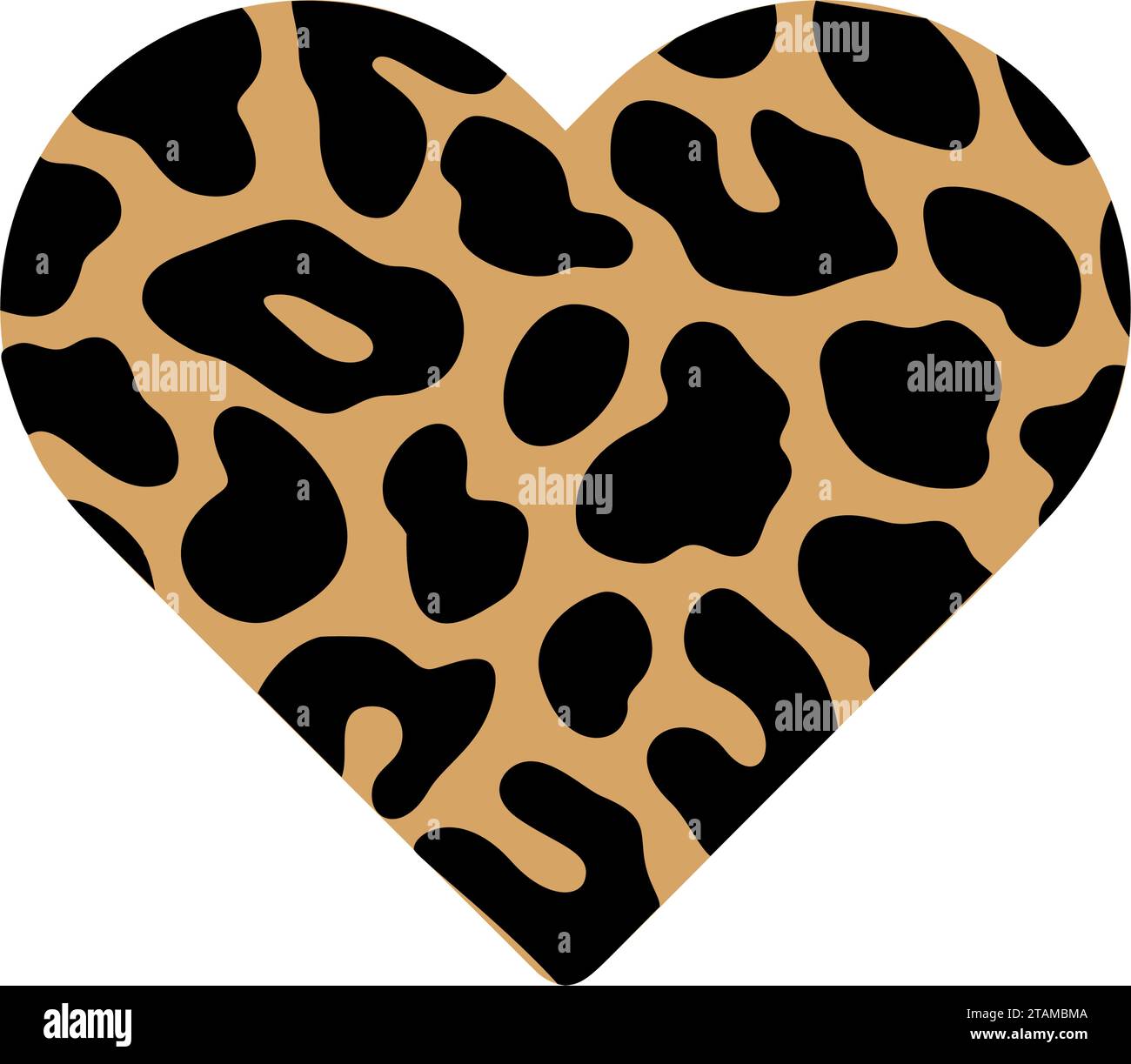 Wild leopard printed heart clipart vector Valentine Day love shape ...