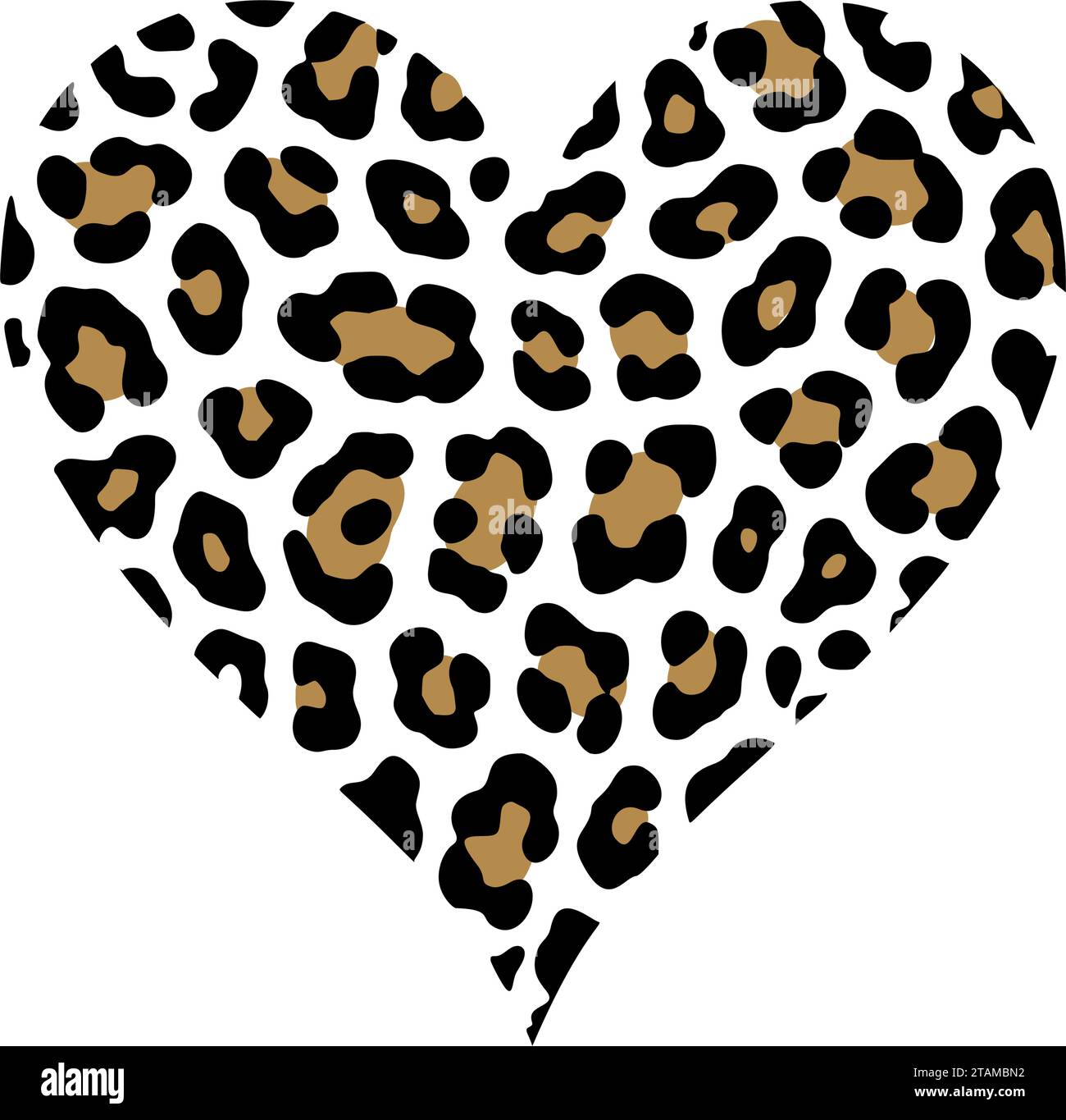 Wild leopard printed heart clipart vector Valentine Day love shape ...