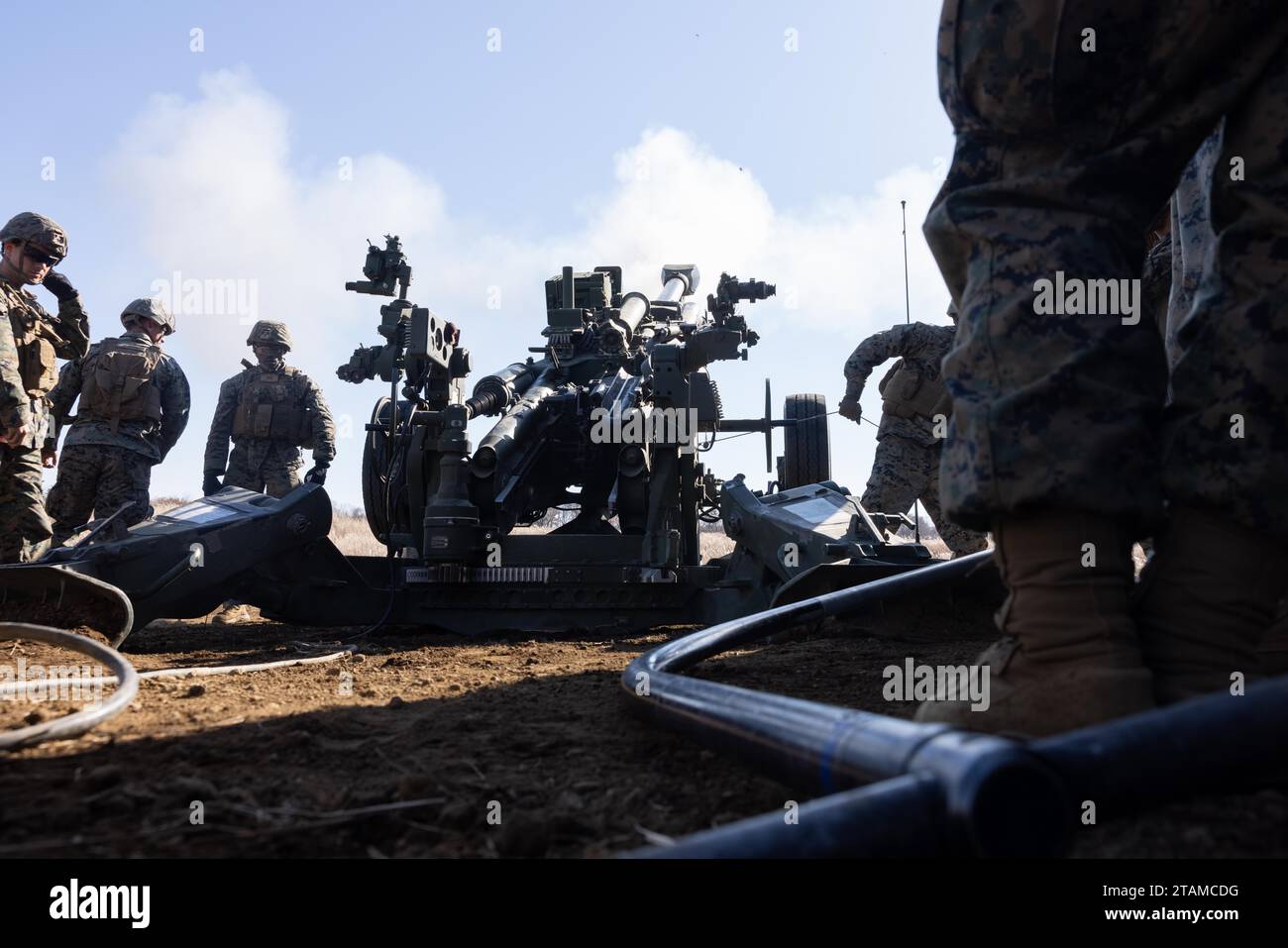 U.S. Marines fire an M777 Howitzer during Artillery Relocation Training Program 23.3 in the ...