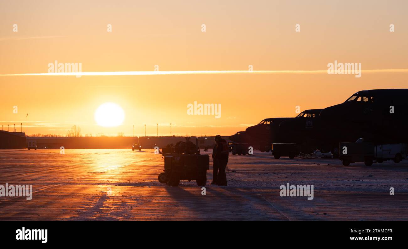 Crew chiefs from the 5th Aircraft Maintenance Squadron (AMXS) gather ...