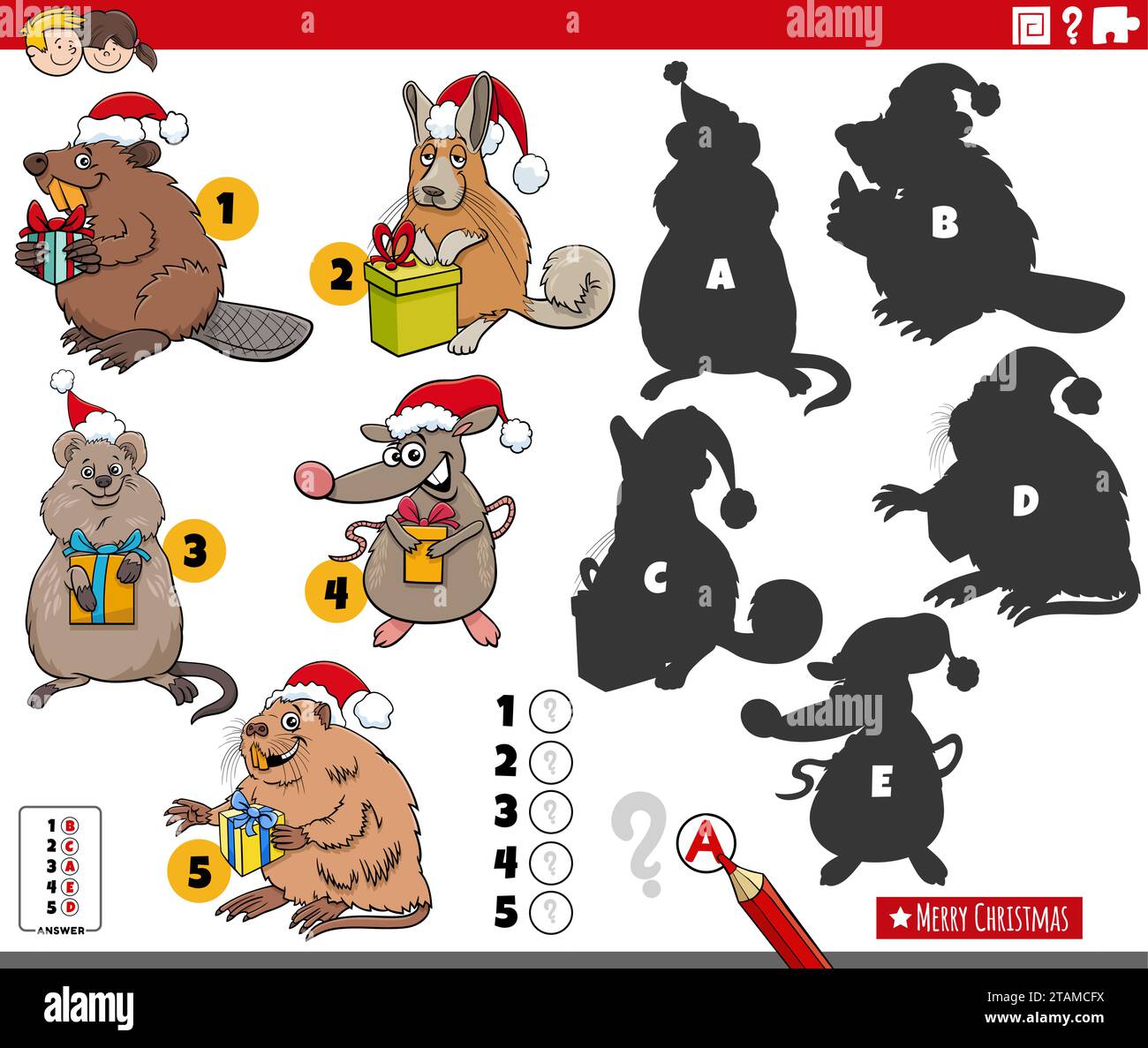 Cartoon illustration of finding the right shadows to the pictures ...