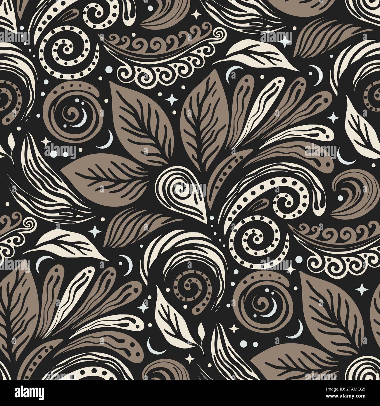 A whimsical motif fusion of nature and design, as a doodle swirls ...