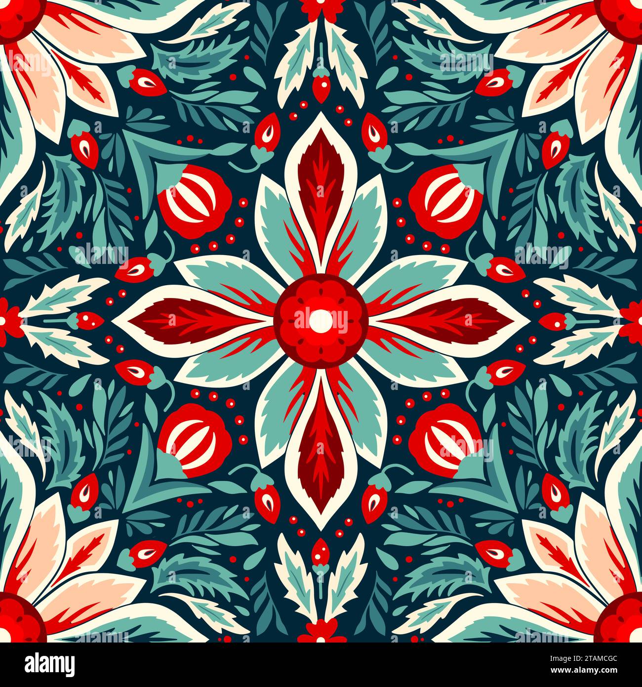 A vibrant symphony of vintage bold Christmas floral motifs seamless ...