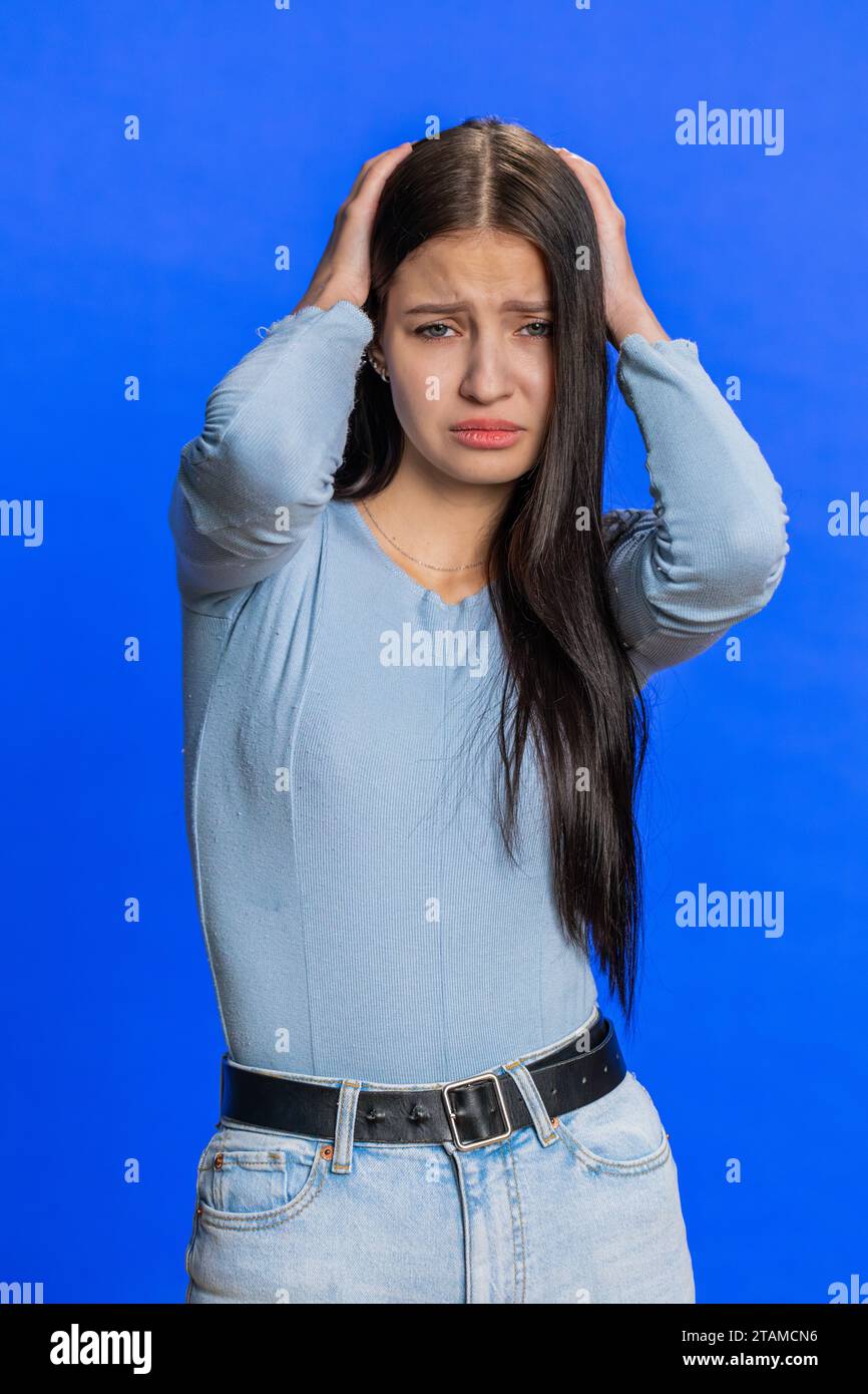 Sad woman feeling hopelessness loneliness, nervous breakdown, loses ...