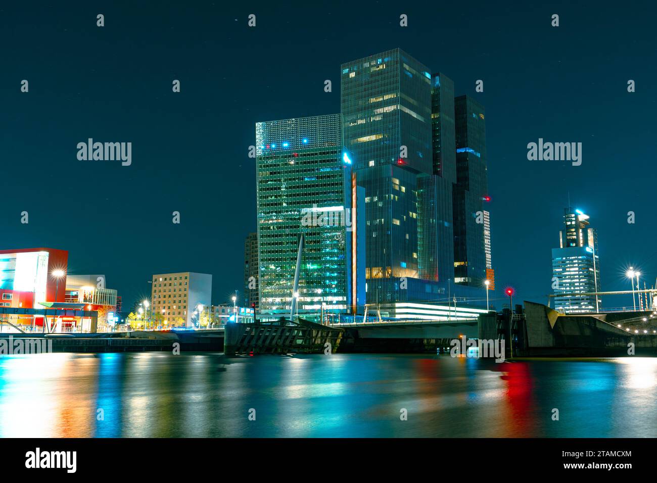 Magnificent Nocturnal Scenery of Rotterdam's High-Rise Architecture and ...