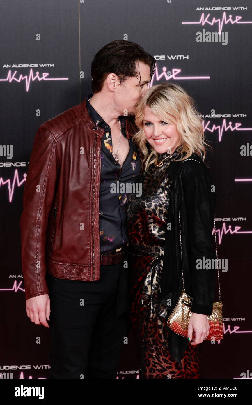 Kenny Doughty, left, and Ashley Jensen pose for photographers upon ...