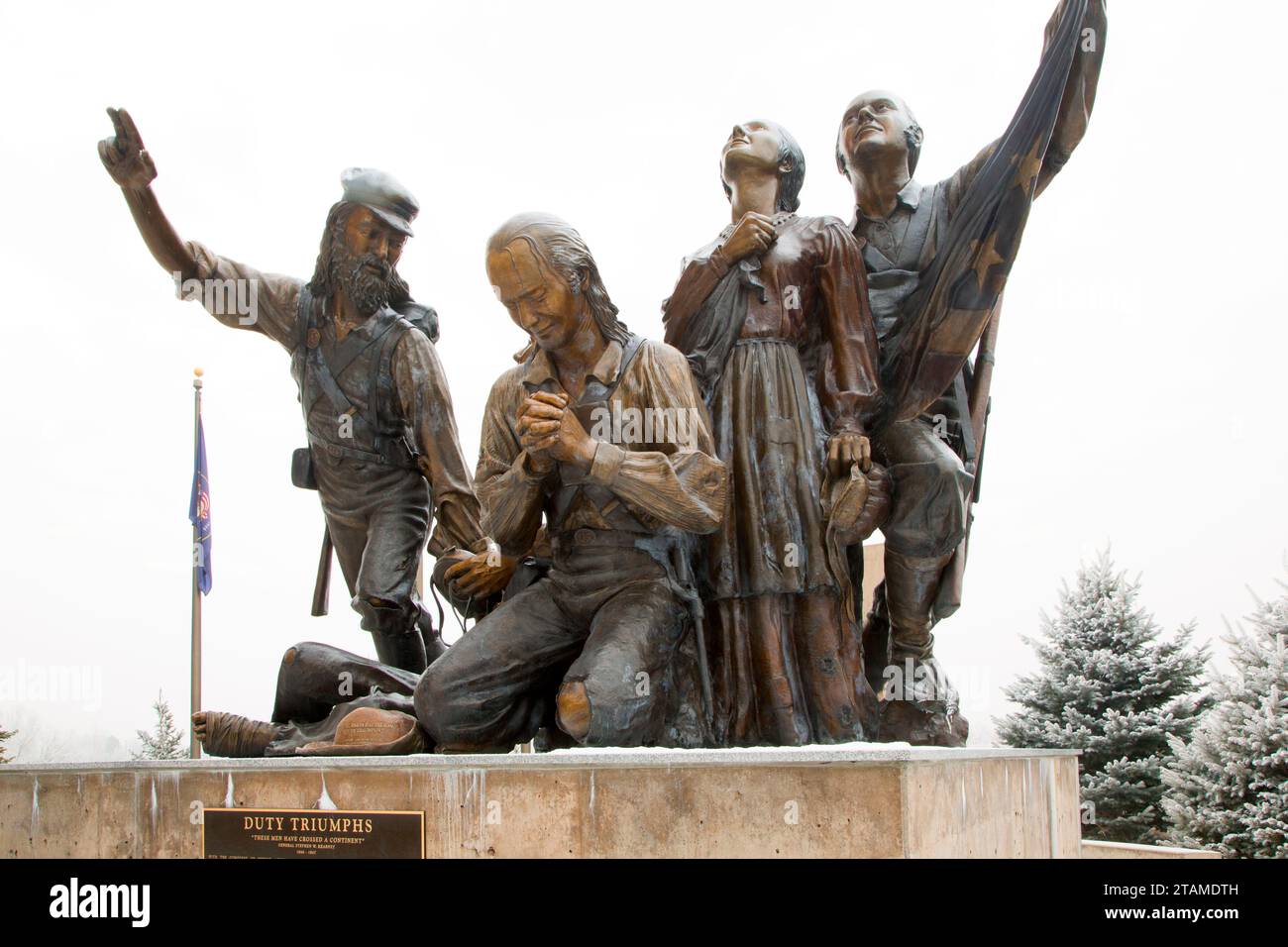 Duty Triumphs statue at Mormon Battalion Plaza, This is the Place ...