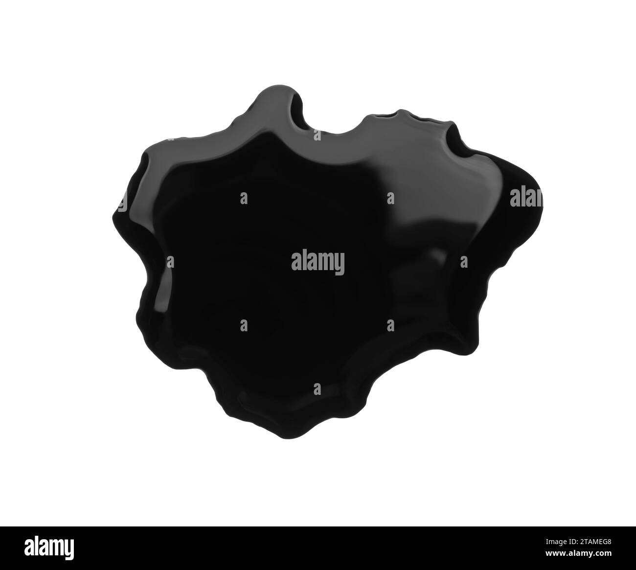 Blot of black liquid on white background, top view Stock Photo - Alamy