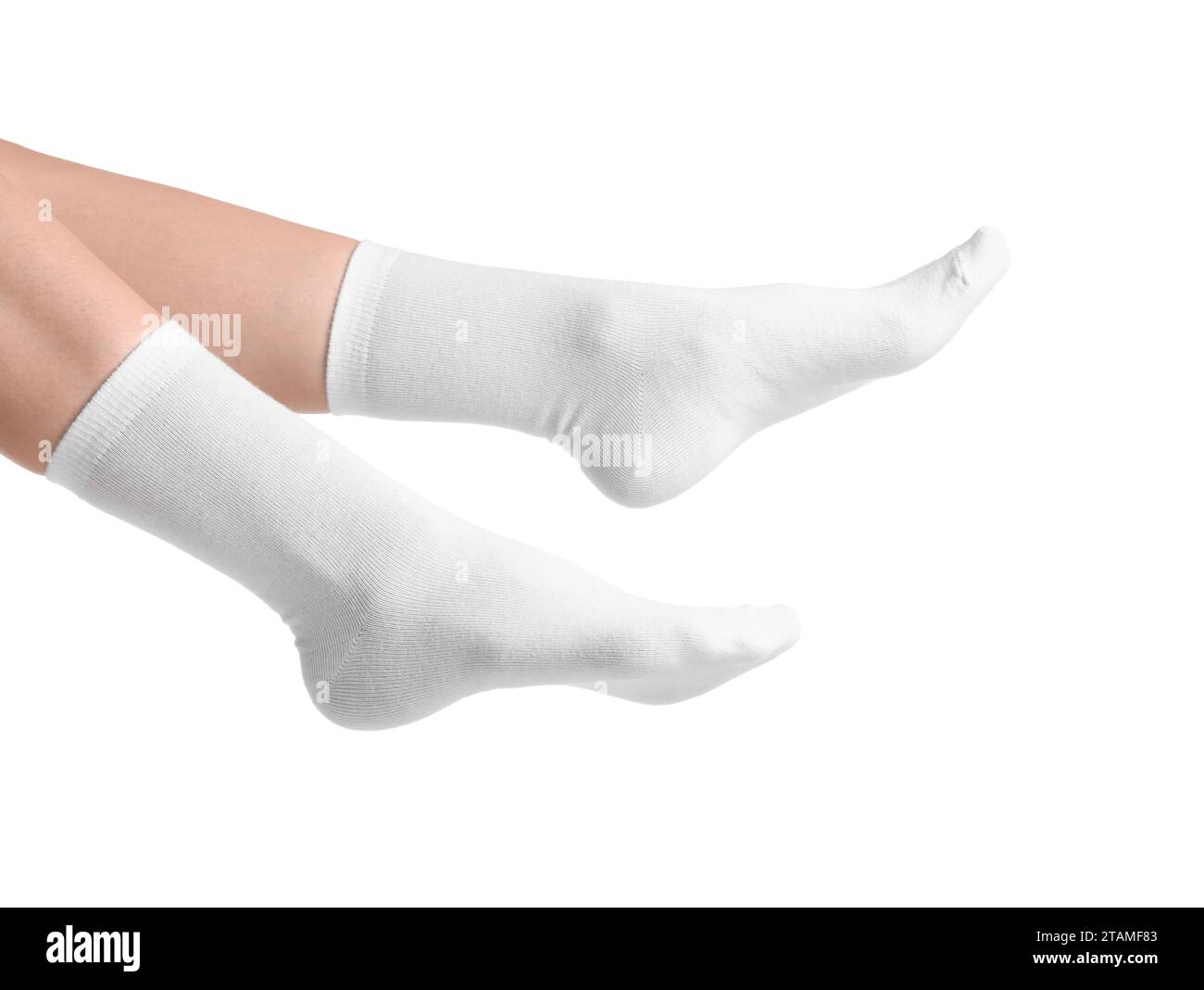 Woman wearing white socks Cut Out Stock Images & Pictures - Alamy