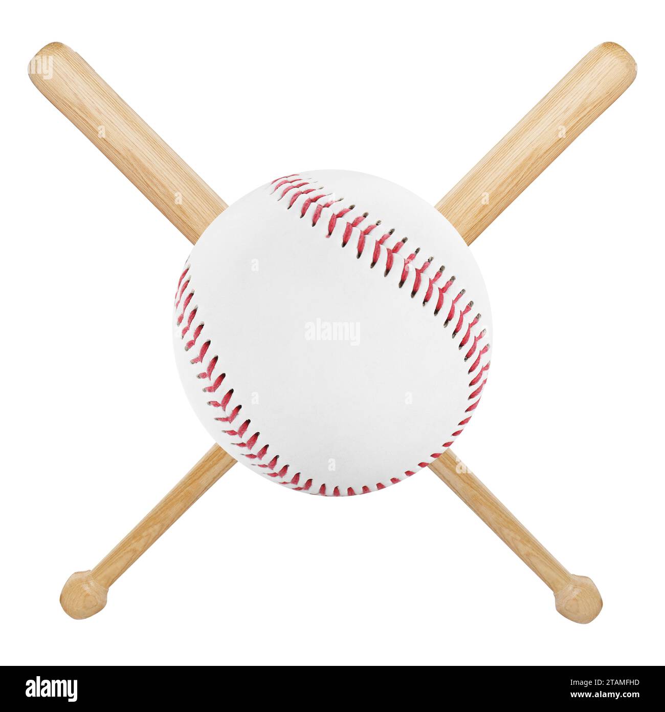 Baseball ball and two crossed wooden bats isolated on white Stock Photo ...