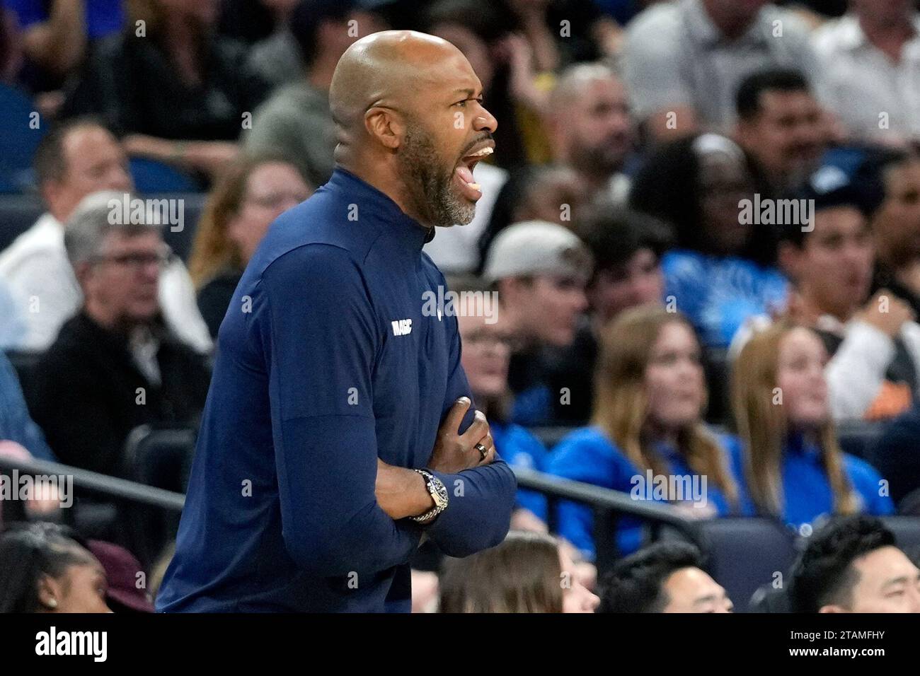 Orlando Magic coach Jamahl Mosley shouts instructions to players during ...