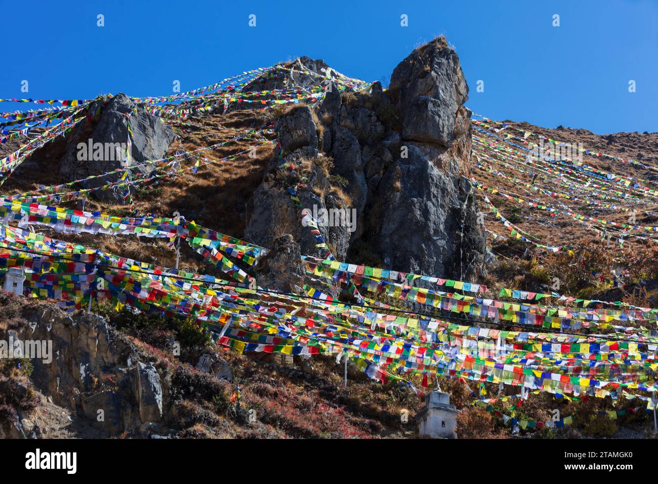Fields of prayer flags at Muktinath which is a sacred pilgrimage site ...