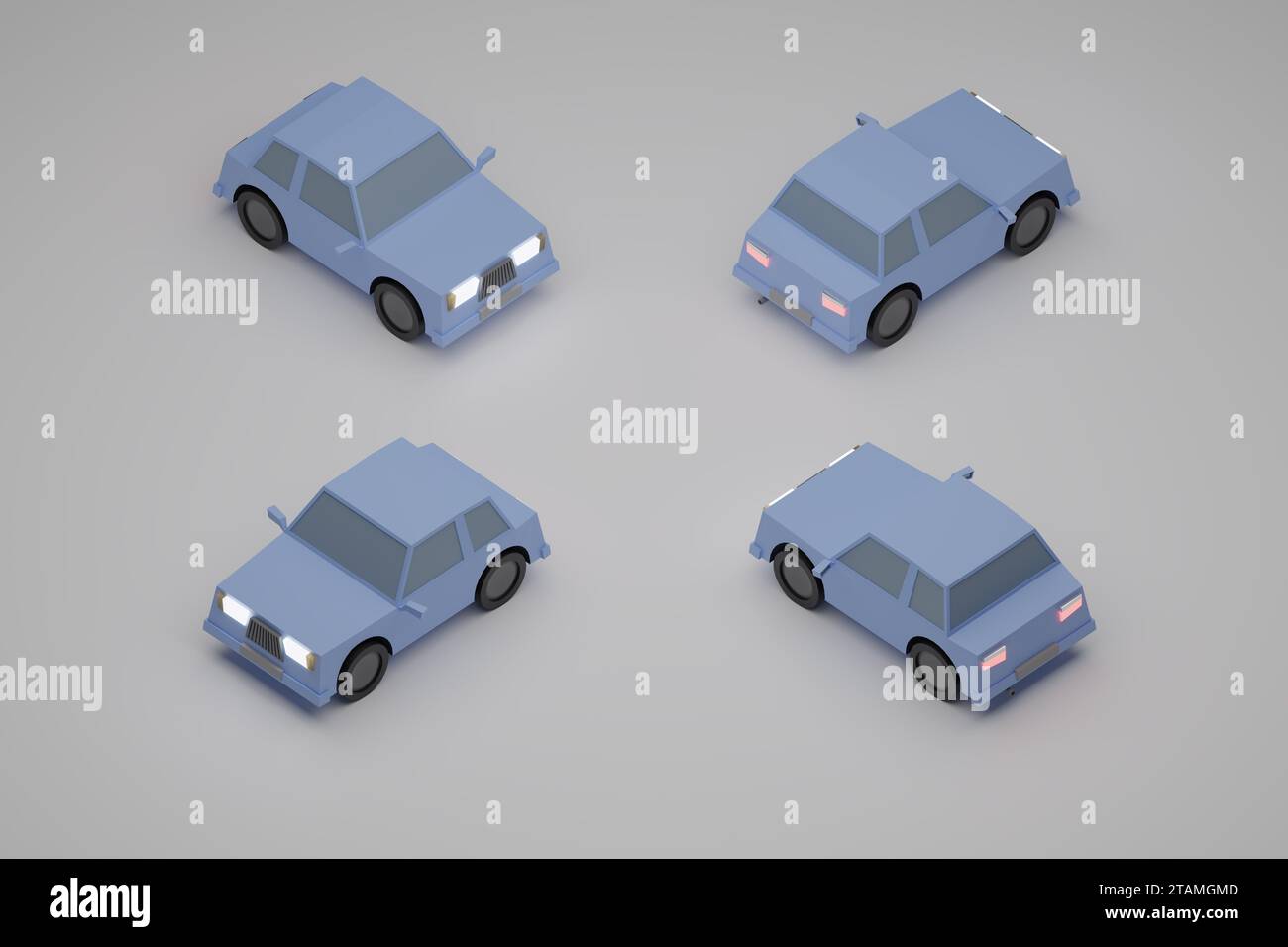 Orthographic low polygon car - on a grey surface - top view Stock Photo ...