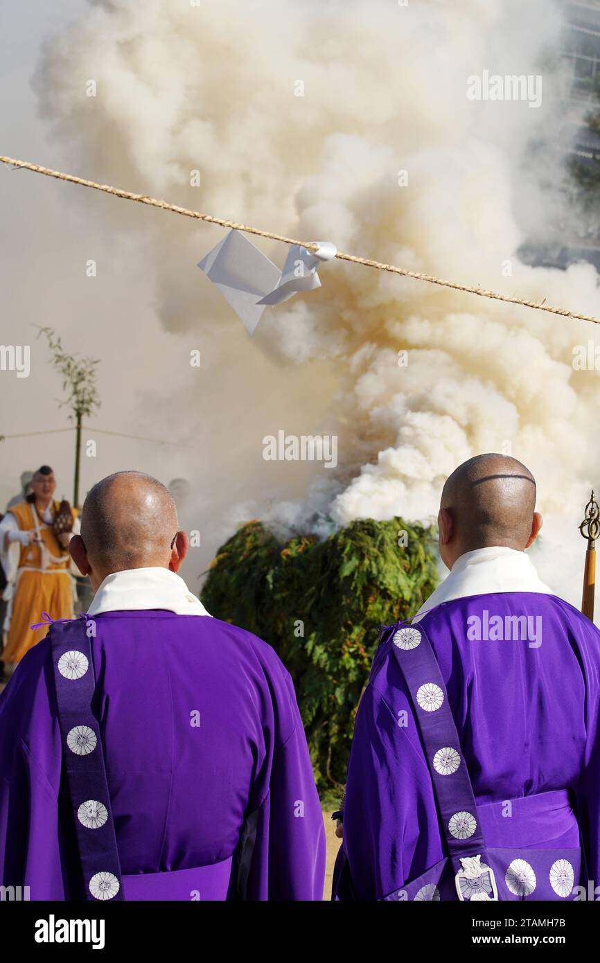Kagawa, Japan - November 23th 2023: Sacred bonfires during Japanese ...