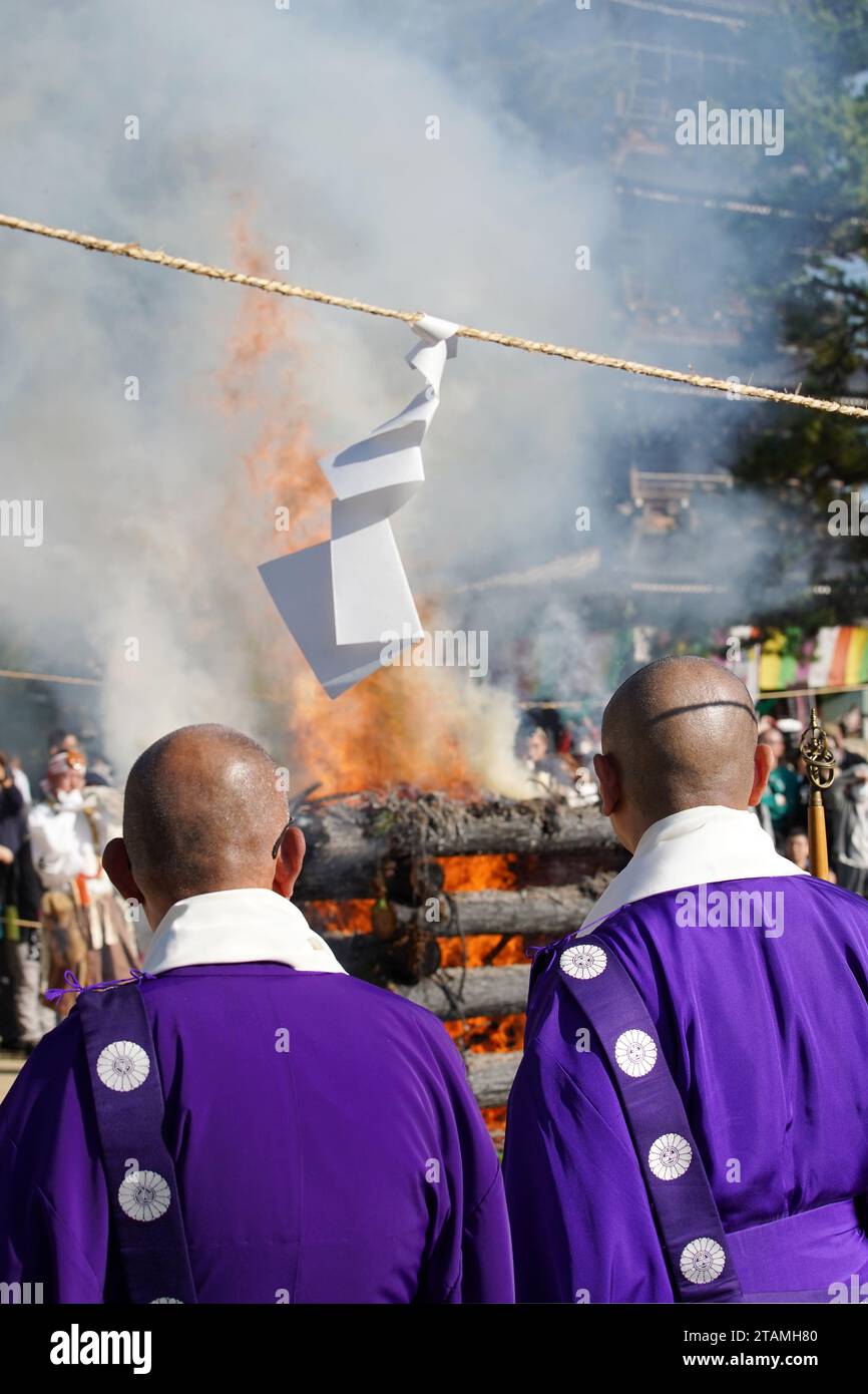 Kagawa, Japan - November 23th 2023: Sacred bonfires during Japanese ...