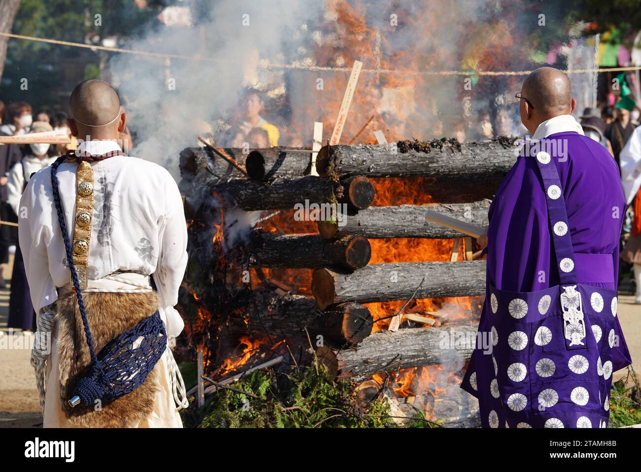 Kagawa, Japan - November 23th 2023: Sacred bonfires during Japanese ...