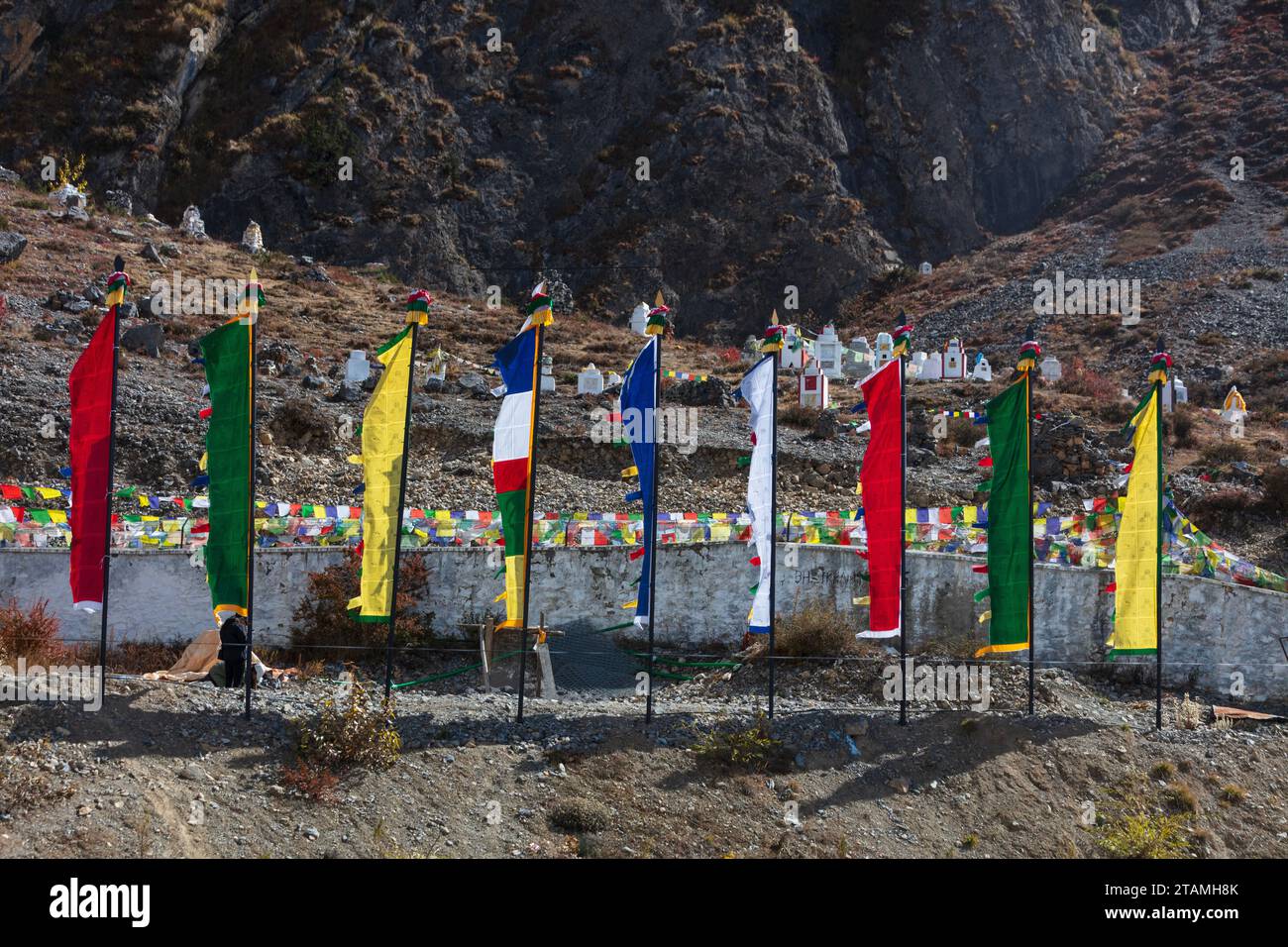 Fields of prayer flags at Muktinath which is a sacred pilgrimage site ...
