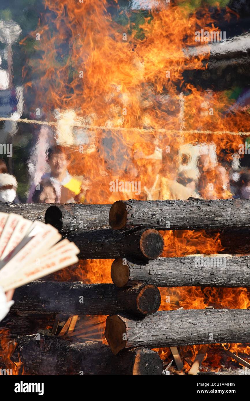 Kagawa, Japan - November 23th 2023: Sacred bonfires during Japanese ...