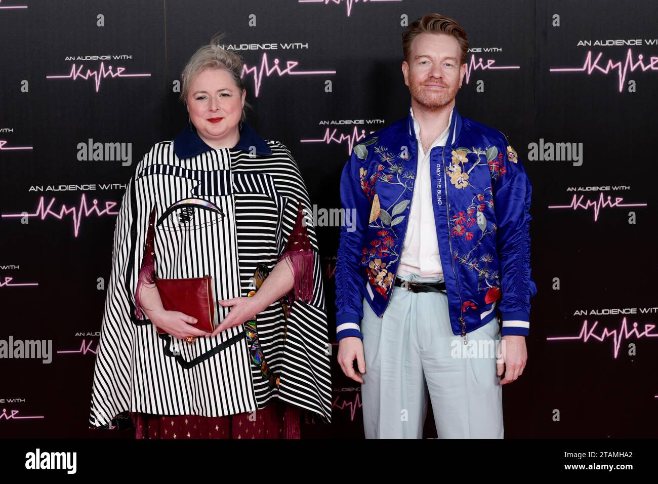 Siobhan McSweeney, left, and Kevin Joseph Brady pose for photographers ...