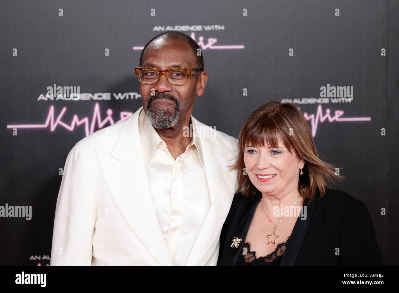 Lenny Henry, left, and Lisa Makin pose for photographers upon arrival ...