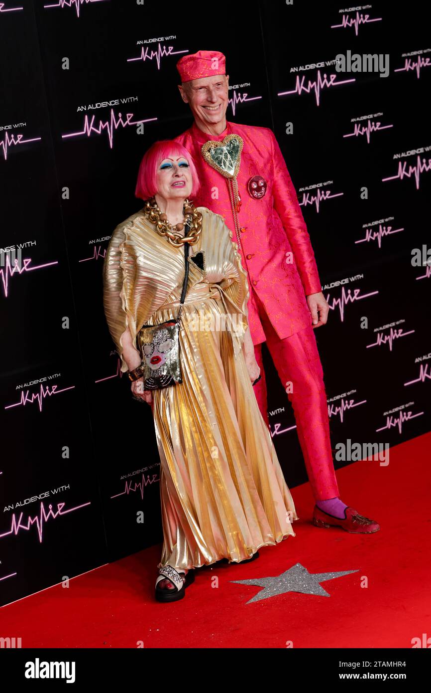 Dame Zandra Rhodes, left, and Andrew Logan pose for photographers upon ...