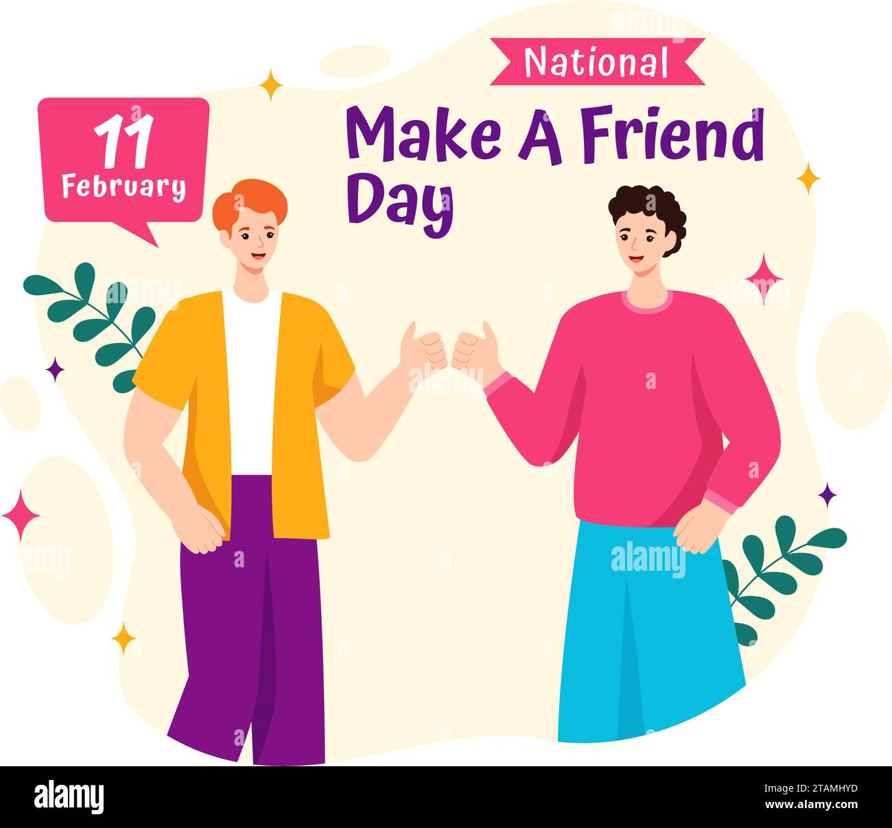 National Make a Friend Day Vector Illustration Observed on February ...