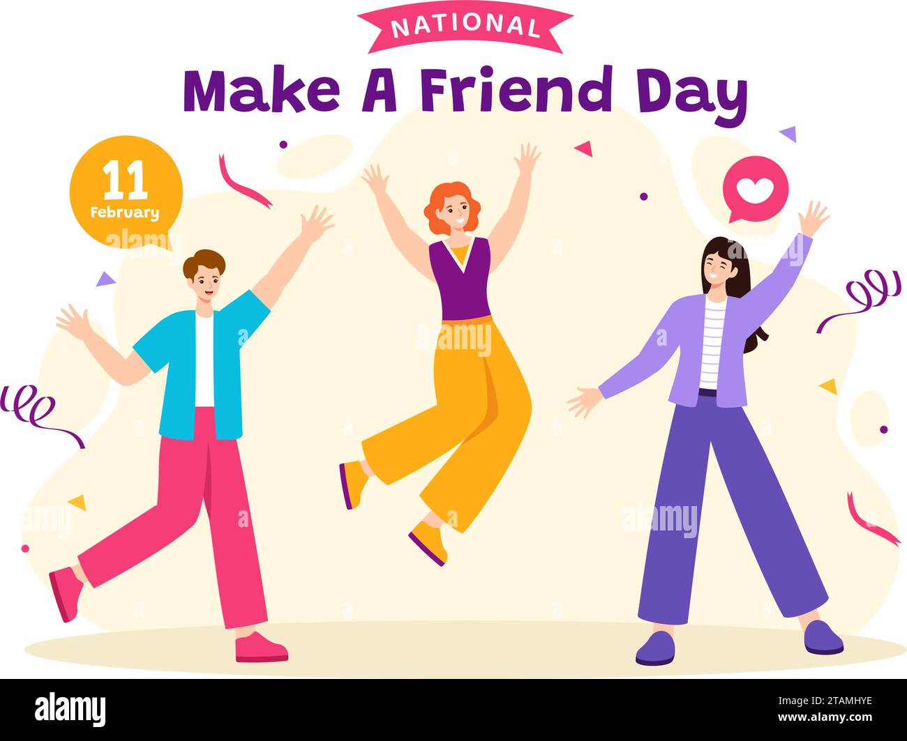 National Make a Friend Day Vector Illustration Observed on February ...
