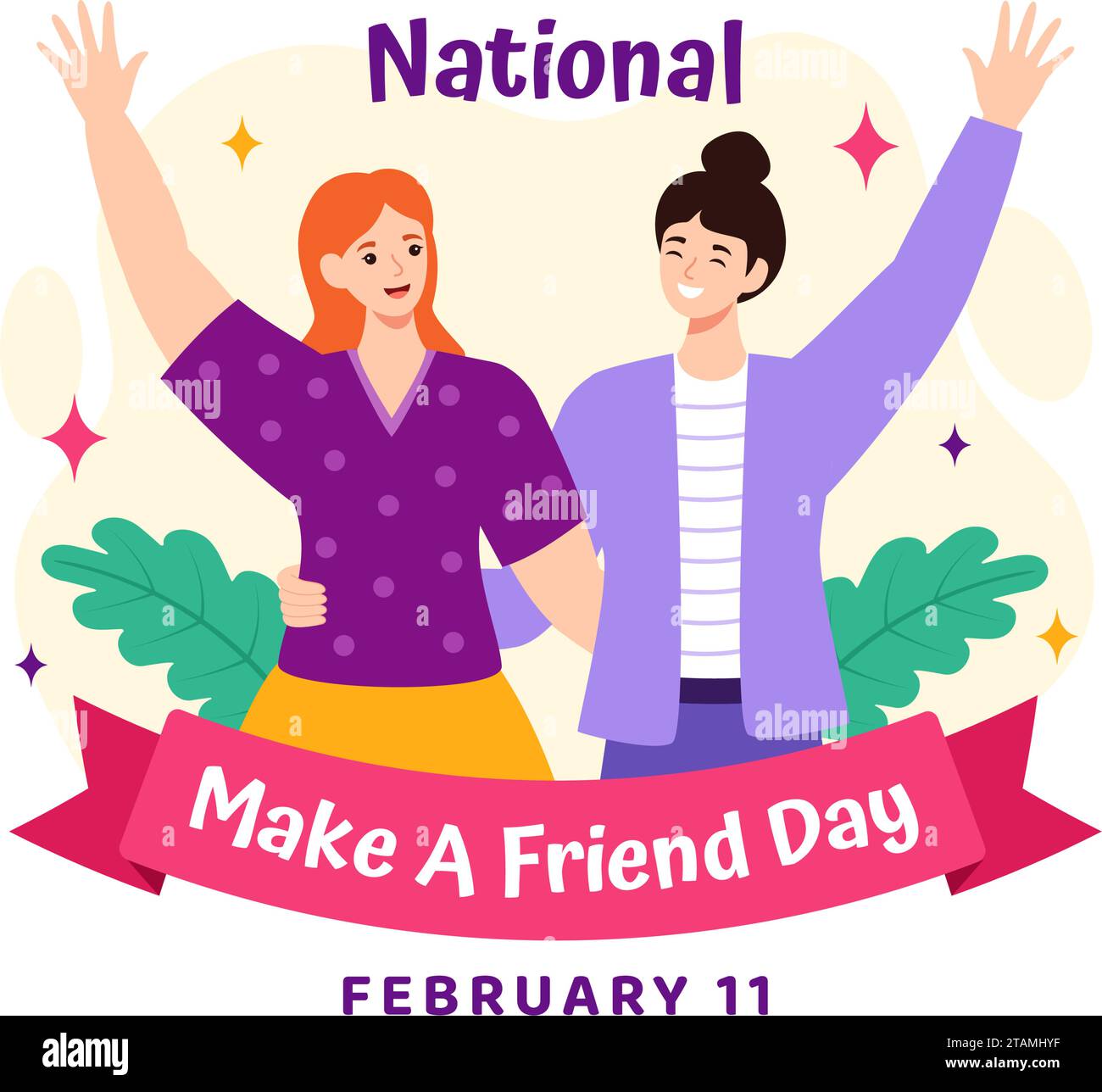 National Make a Friend Day Vector Illustration Observed on February ...