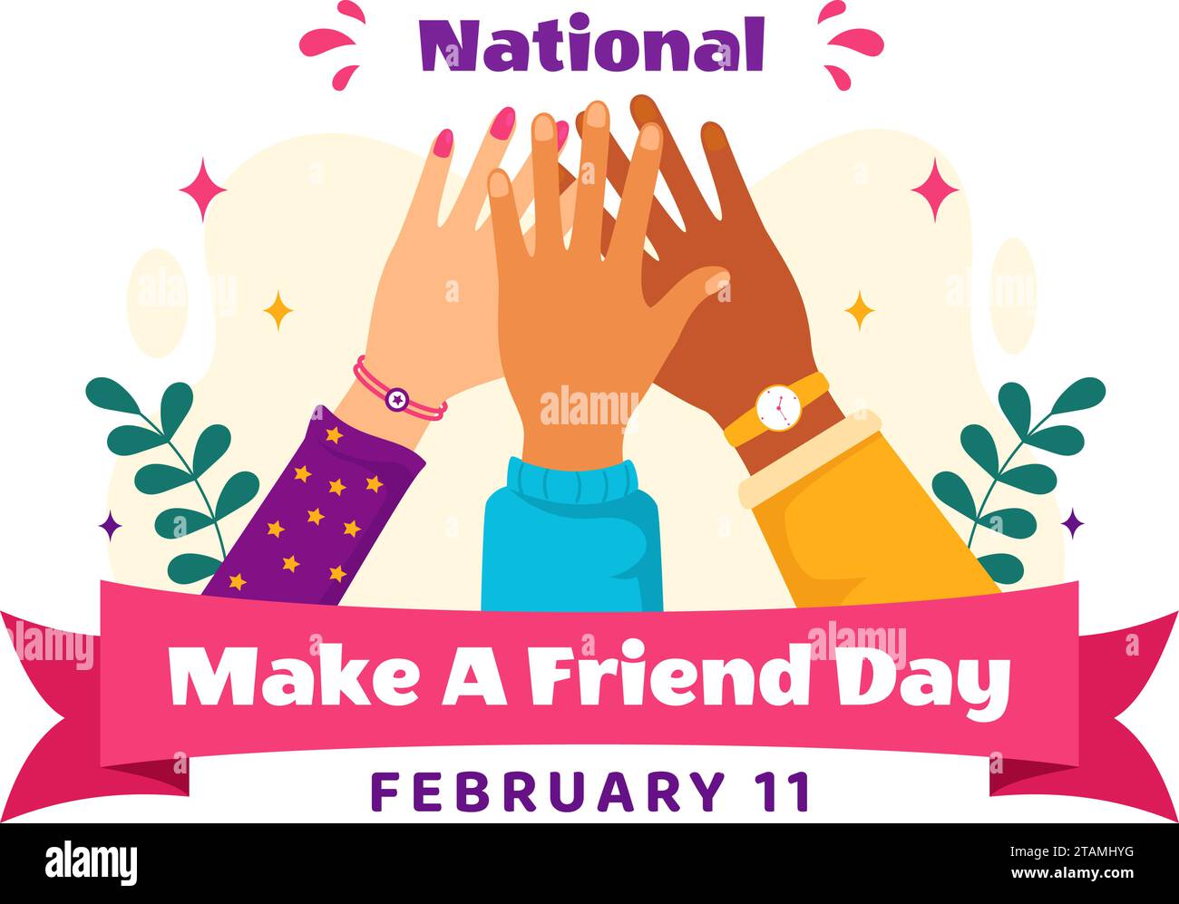 National Make a Friend Day Vector Illustration Observed on February ...