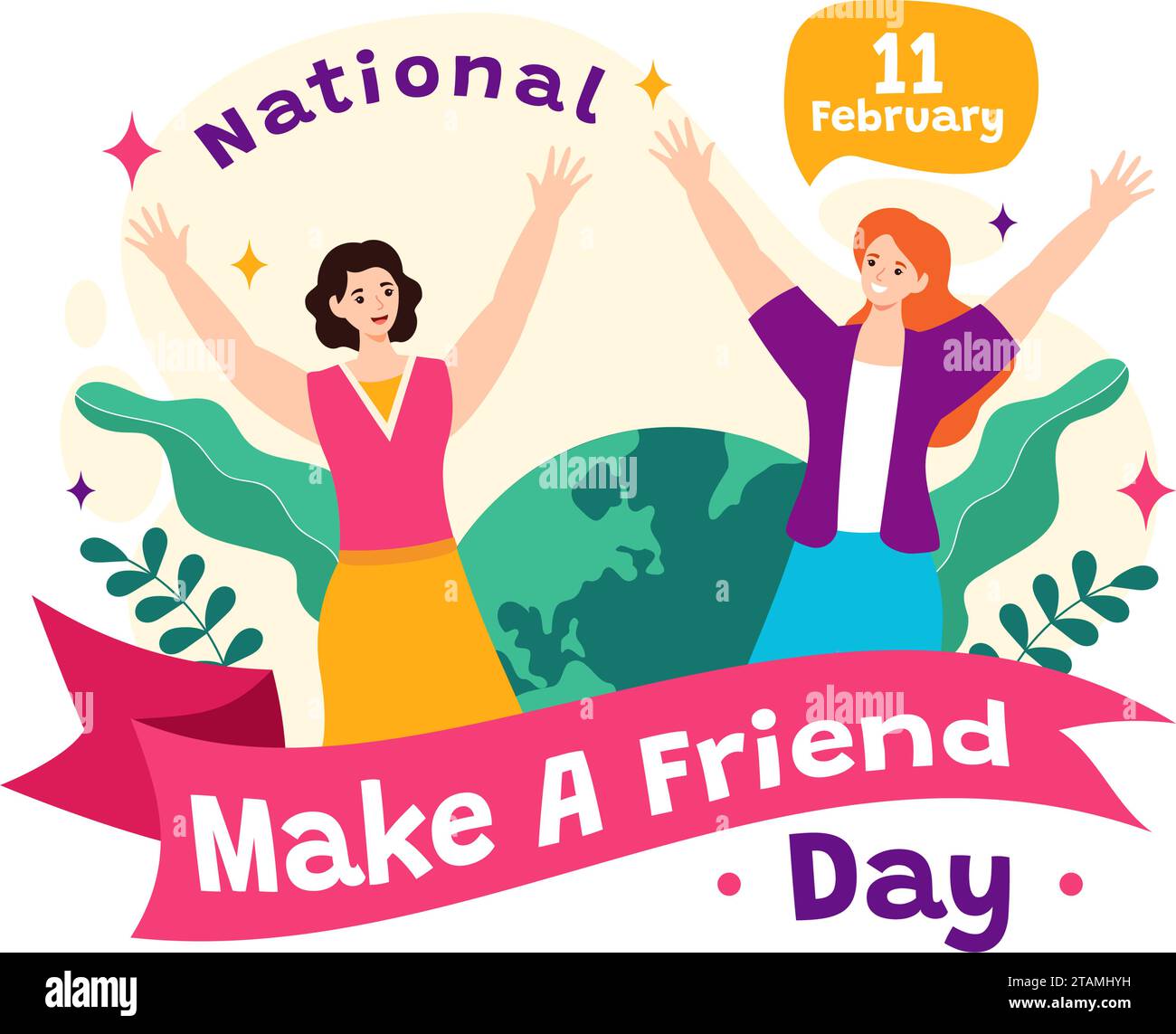 National Make a Friend Day Vector Illustration Observed on February ...