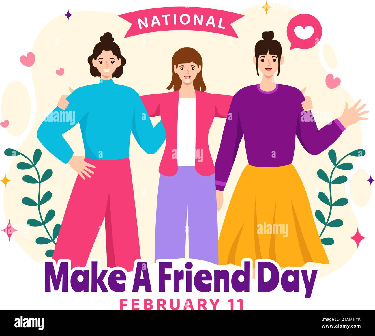 National Make a Friend Day Vector Illustration Observed on February ...
