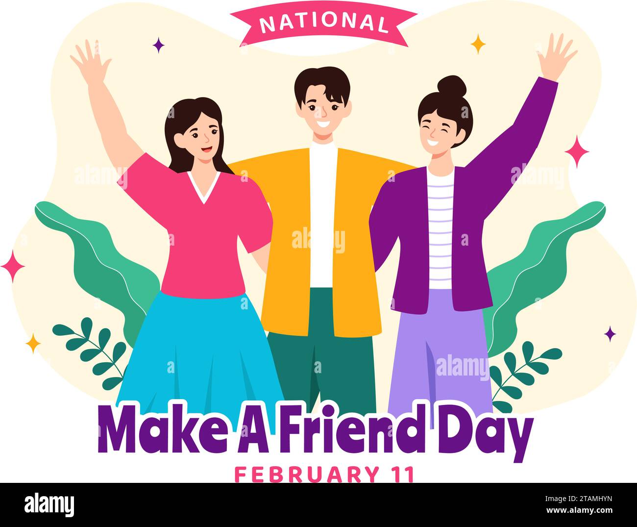 National Make a Friend Day Vector Illustration Observed on February ...