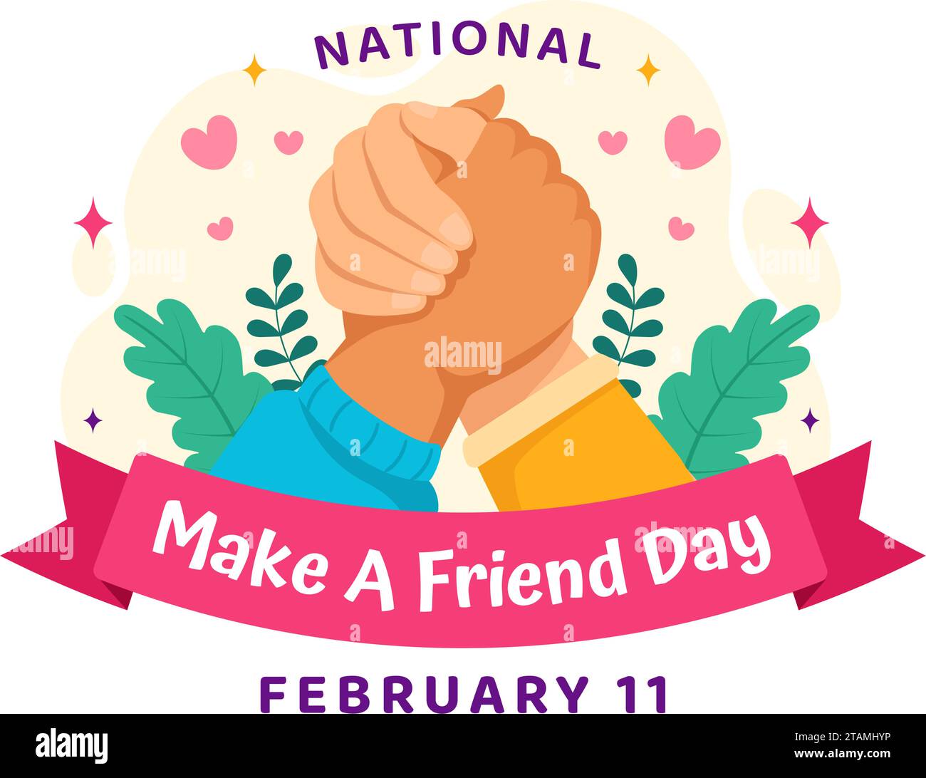 National Make a Friend Day Vector Illustration Observed on February ...