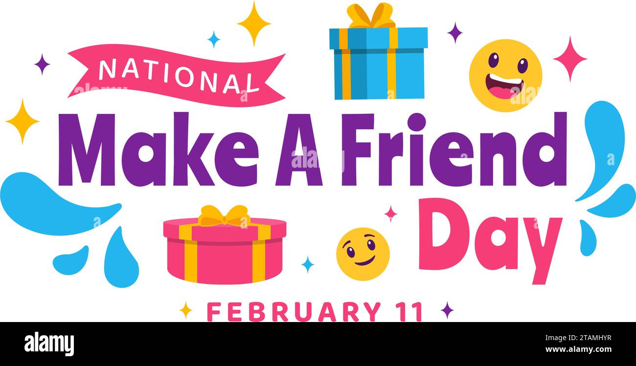 National Make a Friend Day Vector Illustration Observed on February ...
