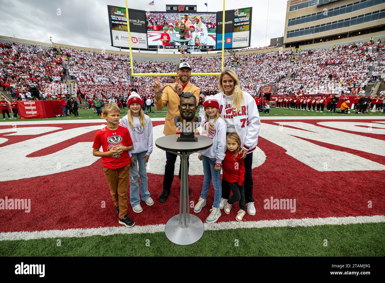 Wisconsin Badgers honor NFL Hall of Fame Inductee Joe Thomas during a ...