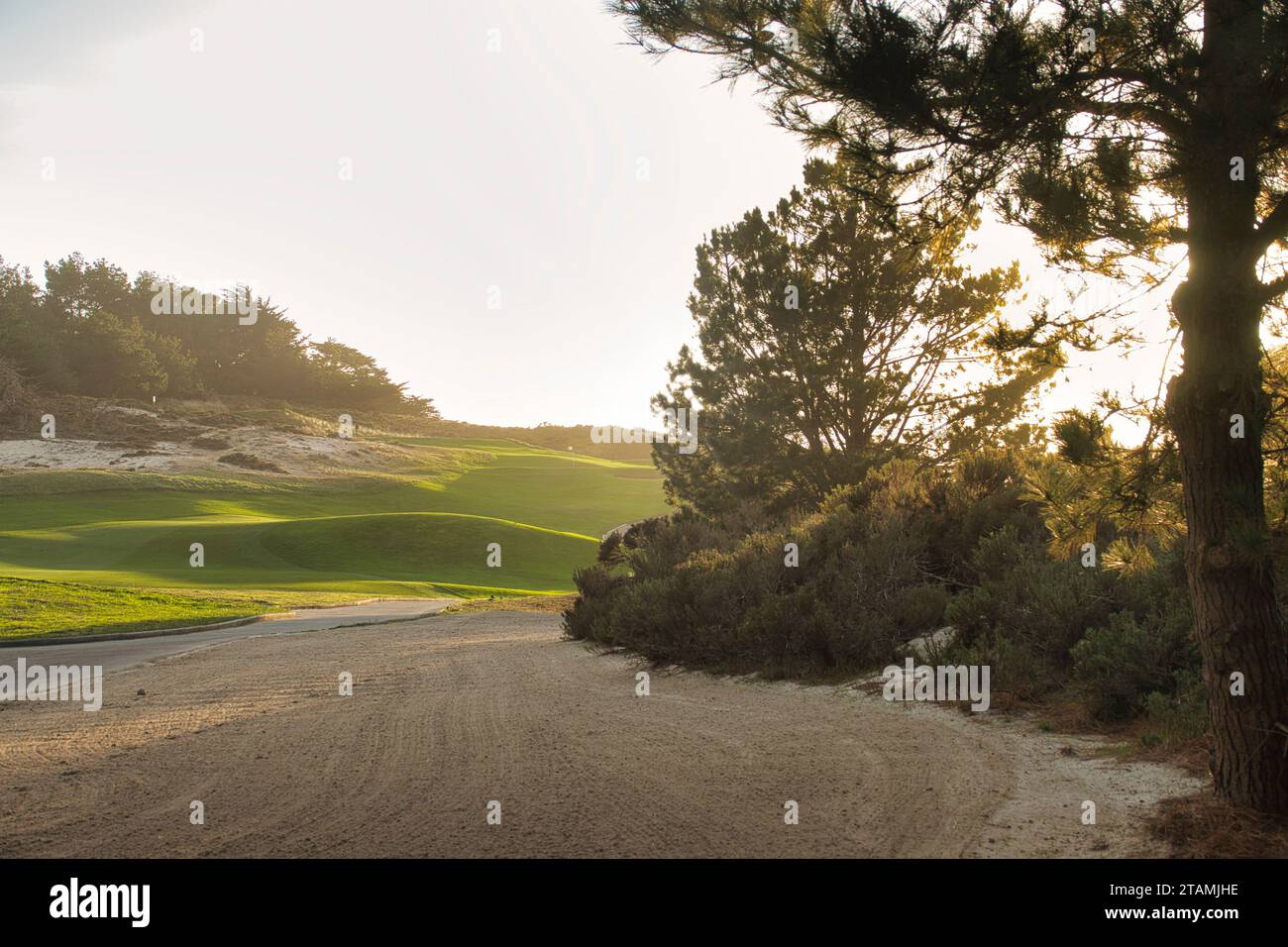 Pebble Beach, California, USA 1st December, 2023 Sun sets over the 2nd ...