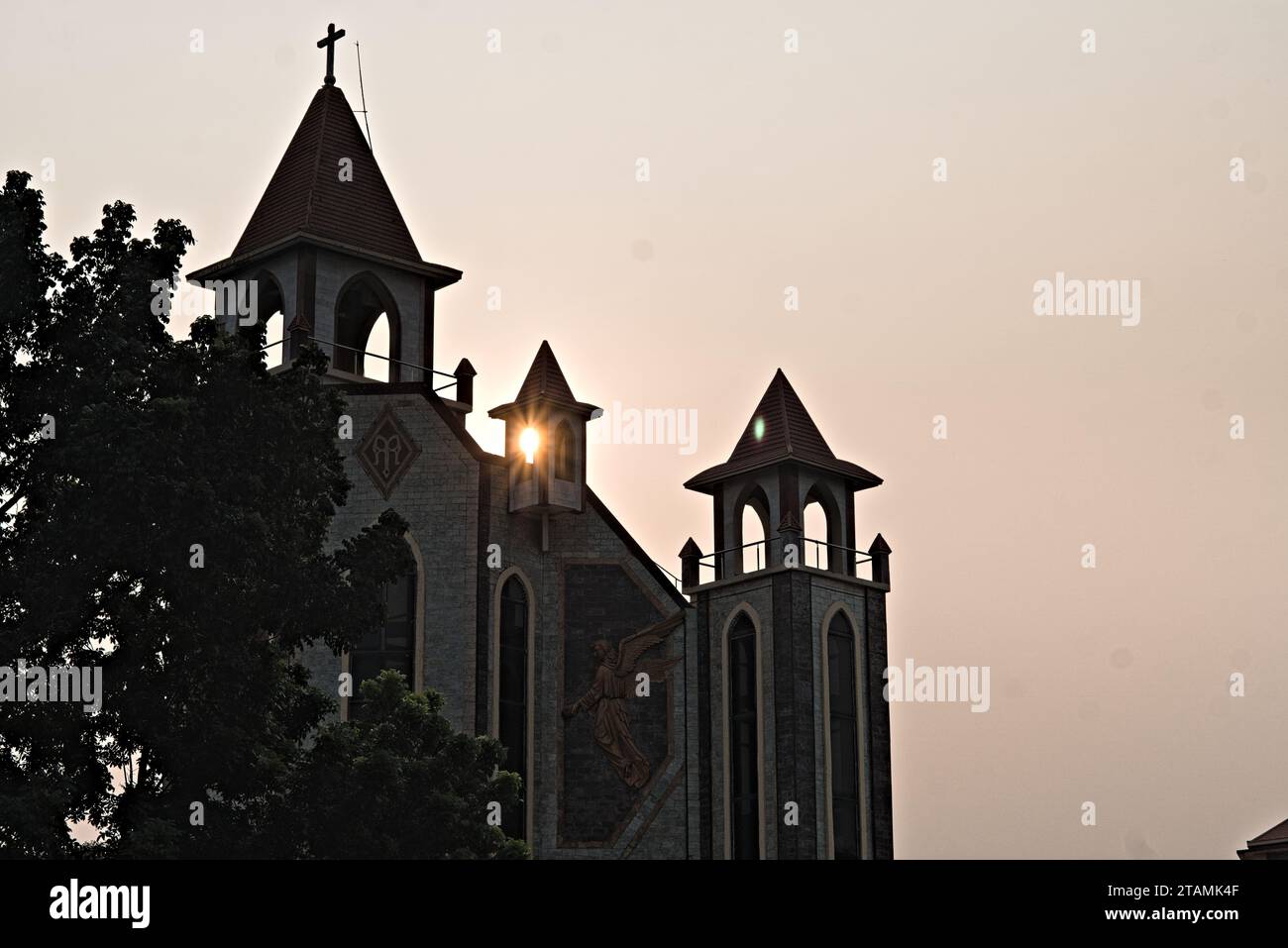 11.05.2023. Raiganj West Bengal India side view of a catholic church ...
