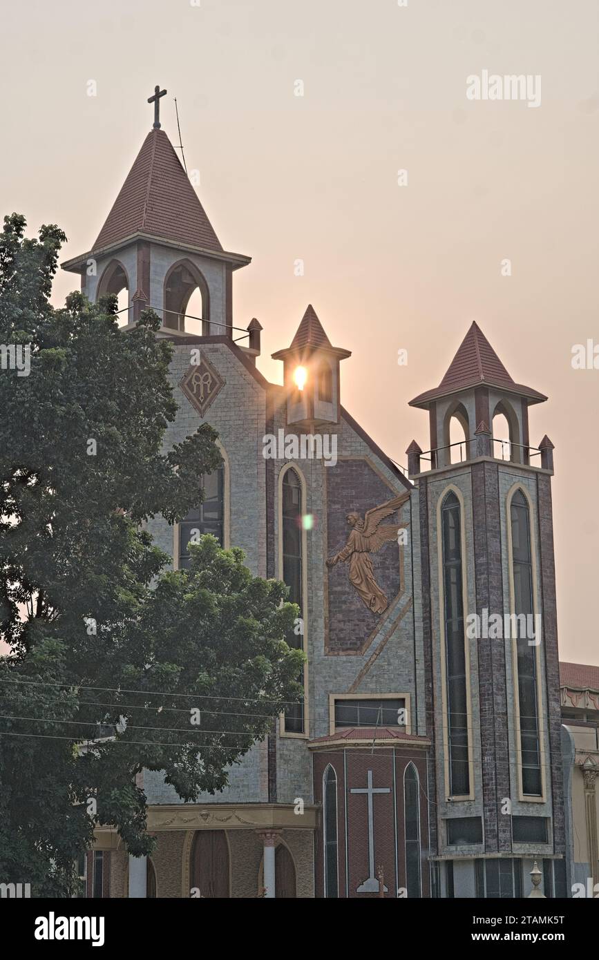 11.05.2023. Raiganj West Bengal India side view of a catholic church ...