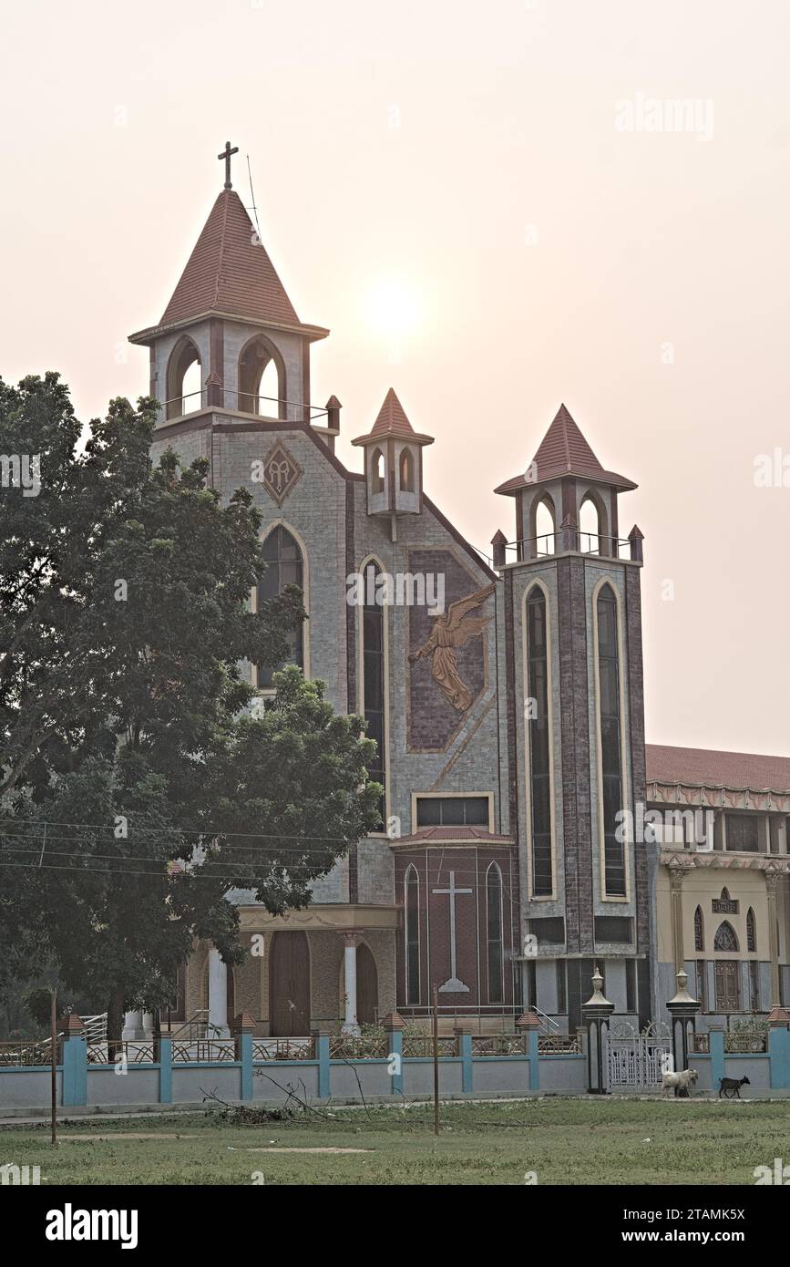 11.05.2023. Raiganj West Bengal India side view of a catholic church ...